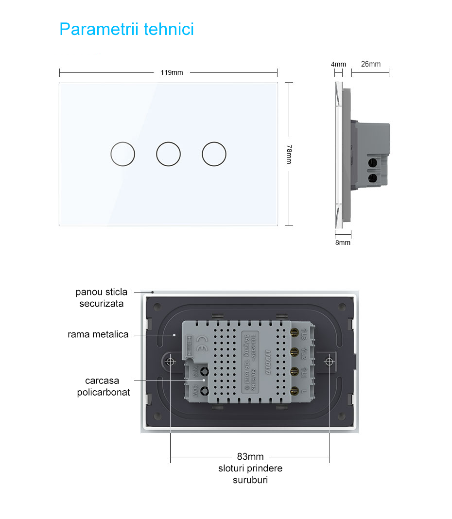 Modul intrerupator touch cap scara / cap cruce cu Wifi standard Italian ...